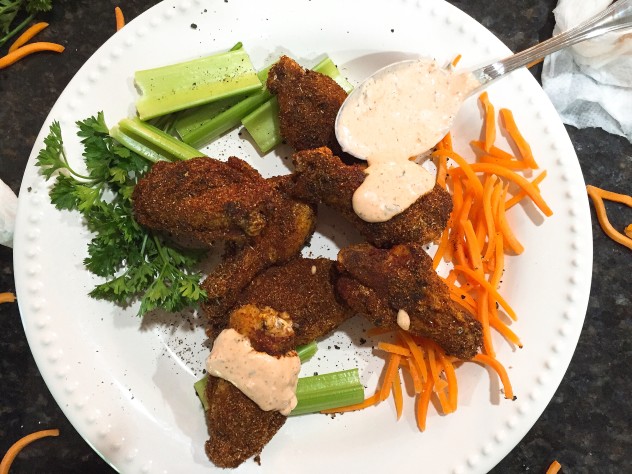 Louisiana Spice-Rubbed Chicken Wings with Cajun Remoulade - A Hint of Wine
